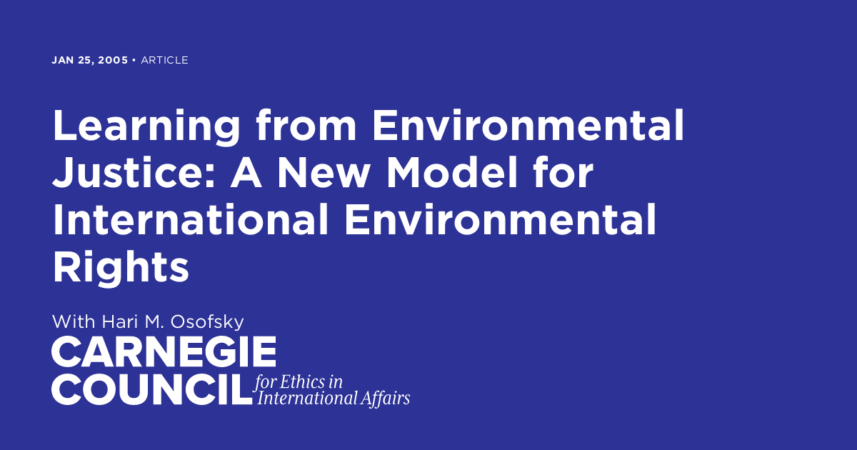 Learning from Environmental Justice: A New Model for International ...