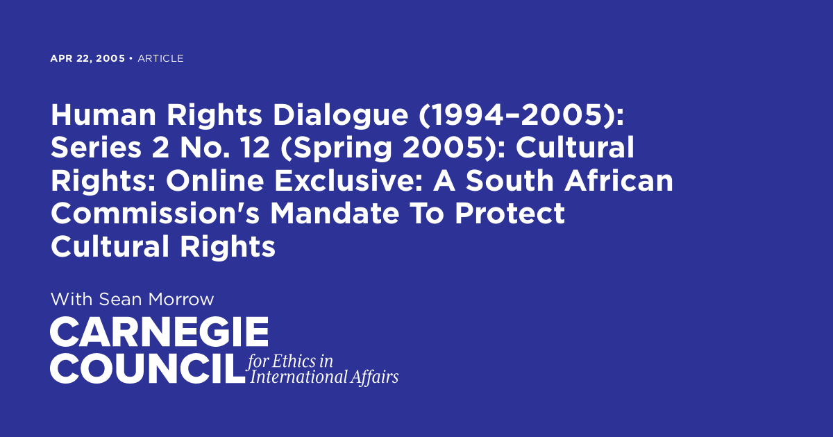 Human Rights Dialogue (1994–2005): Series 2 No. 12 (Spring 2005 ...