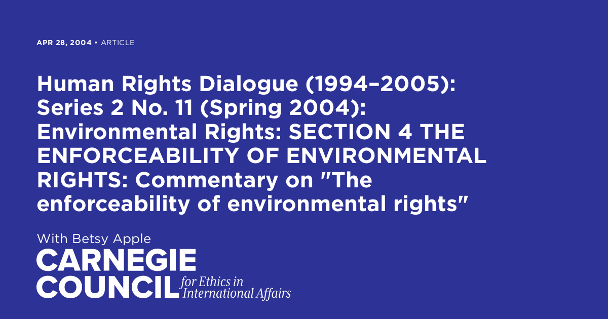 Human Rights Dialogue (1994–2005): Series 2 No. 11 (Spring 2004 ...