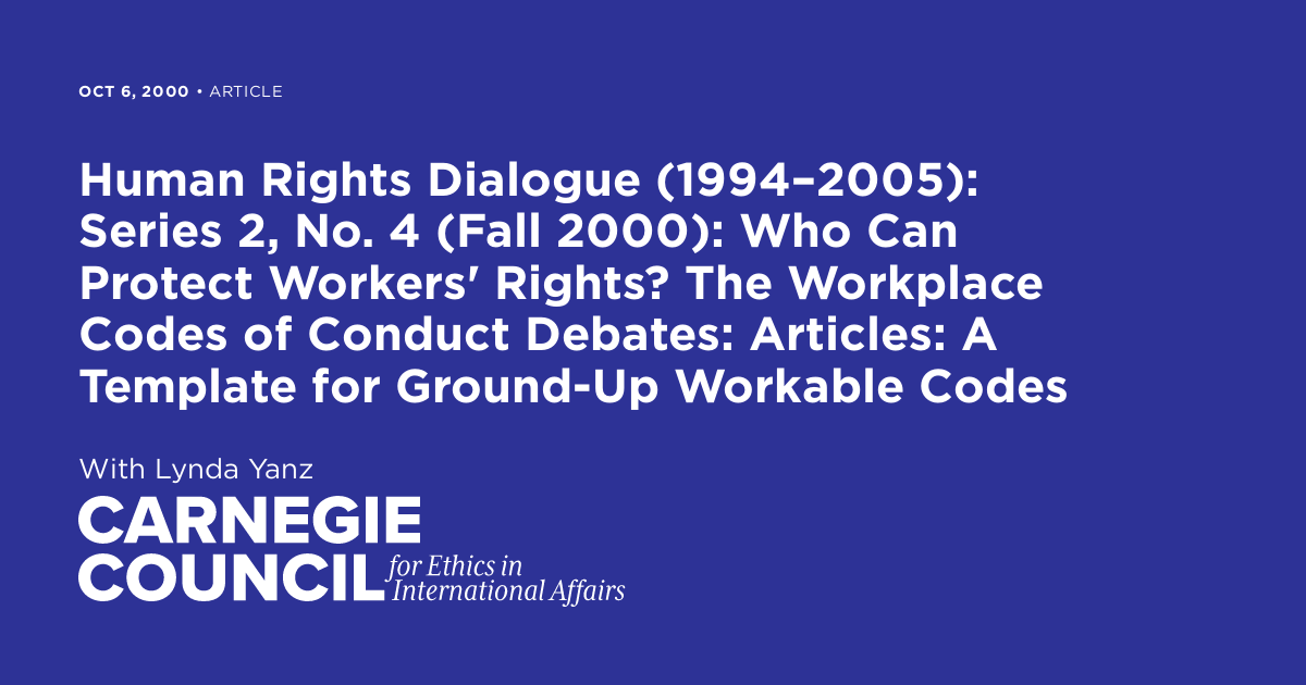 Human Rights Dialogue (1994–2005): Series 2, No. 4 (Fall 2000): Who Can ...