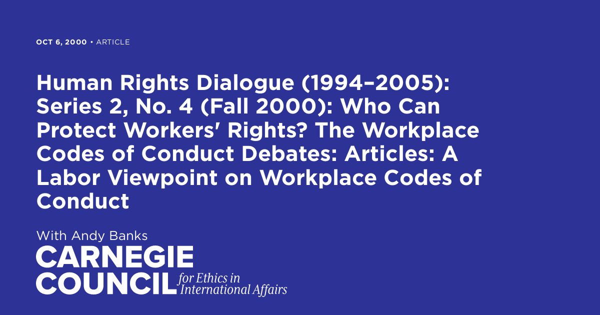 Human Rights Dialogue (1994–2005): Series 2, No. 4 (Fall 2000): Who Can ...