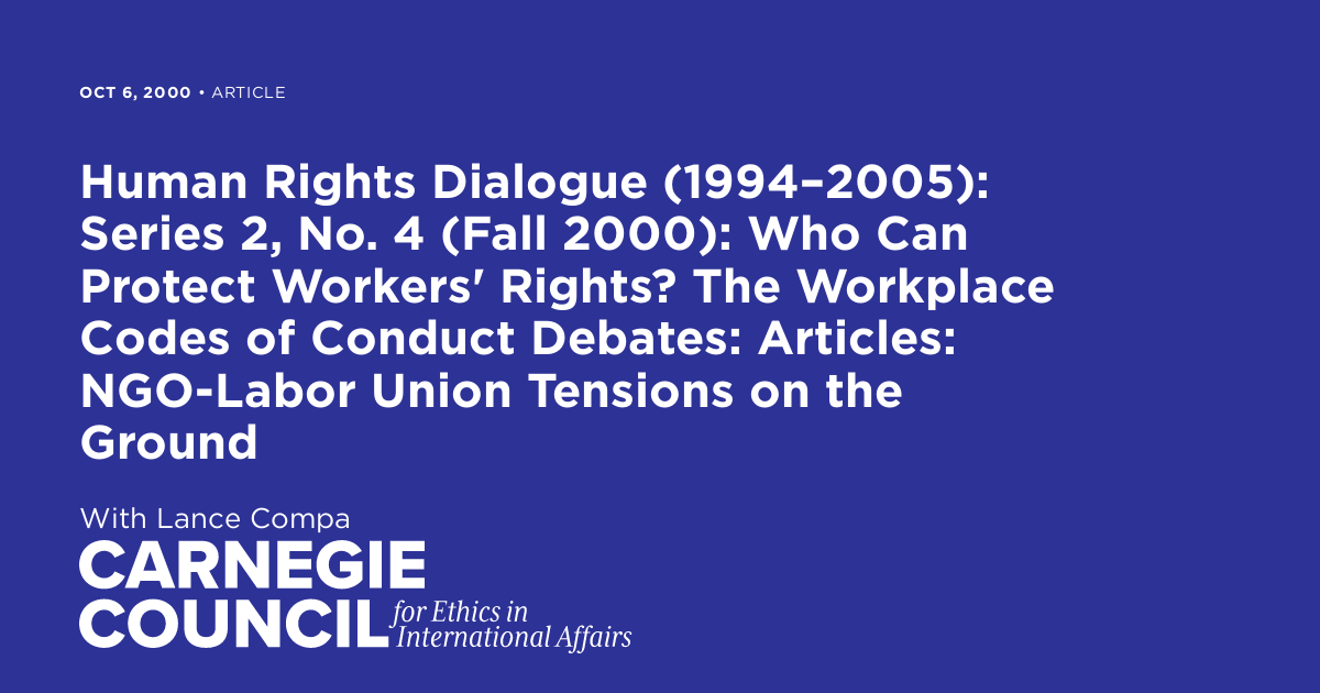 Human Rights Dialogue (1994–2005): Series 2, No. 4 (Fall 2000): Who Can ...
