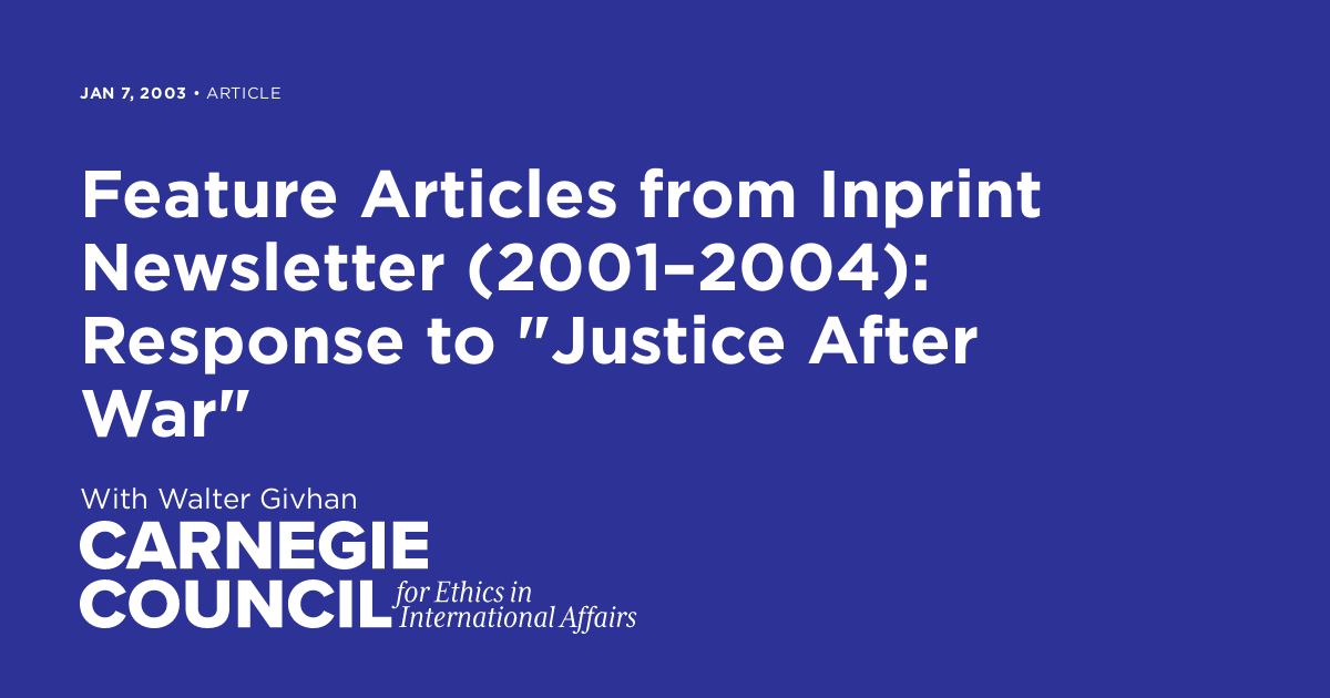 Feature Articles from Inprint Newsletter (2001–2004): Response to ...