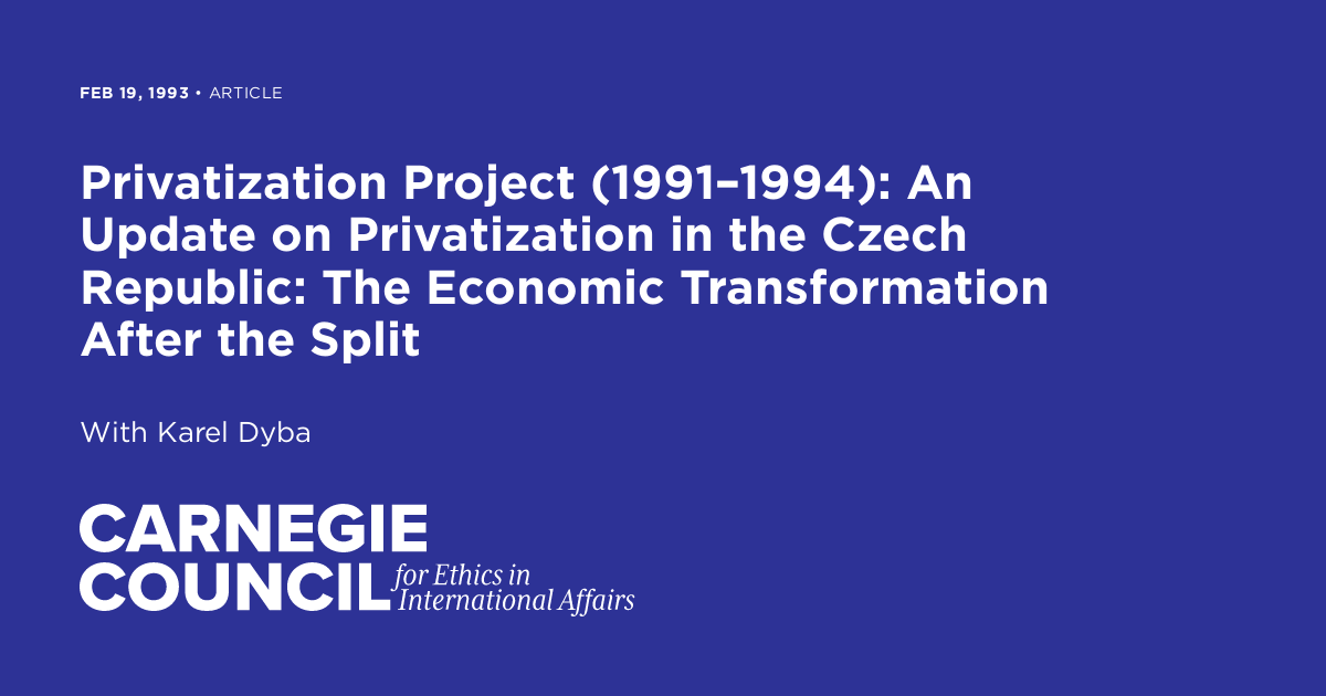 Privatization Project (1991–1994): An Update on Privatization in the ...