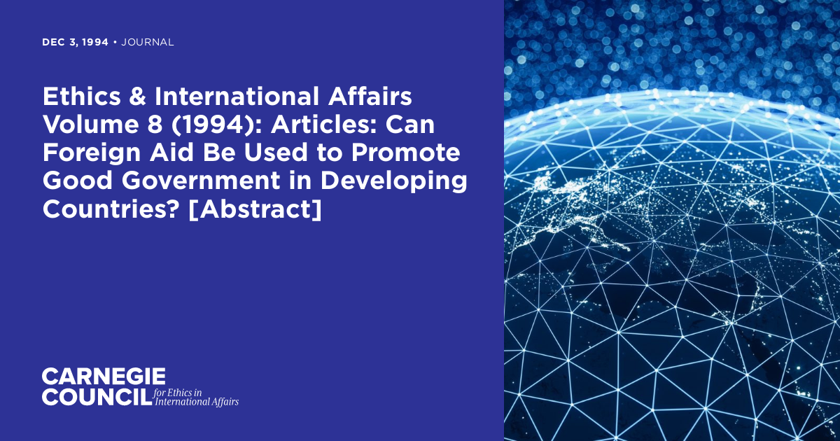 Ethics & International Affairs Volume 8 (1994): Articles: Can Foreign ...